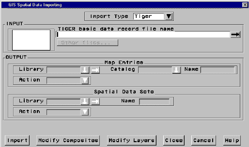 Importing Spatial Data : The GIS Spatial Data Importing Window