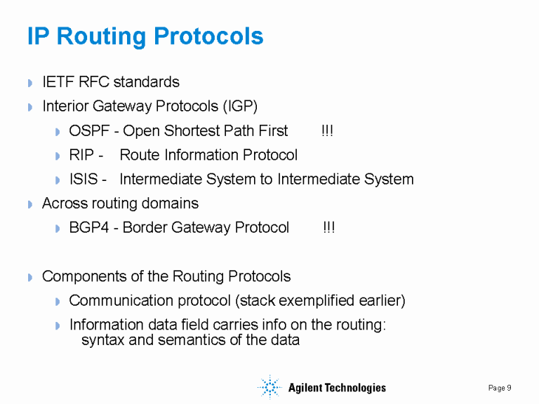 IP Routing Protocols