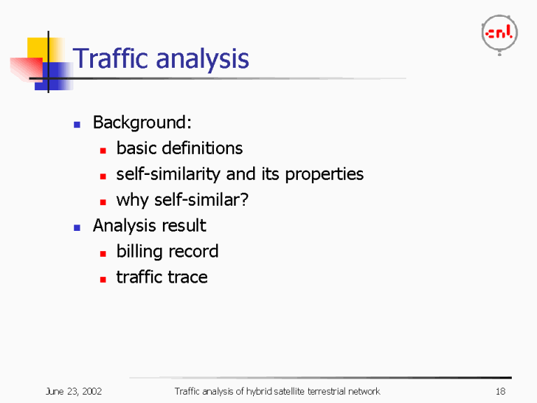 Traffic analysis