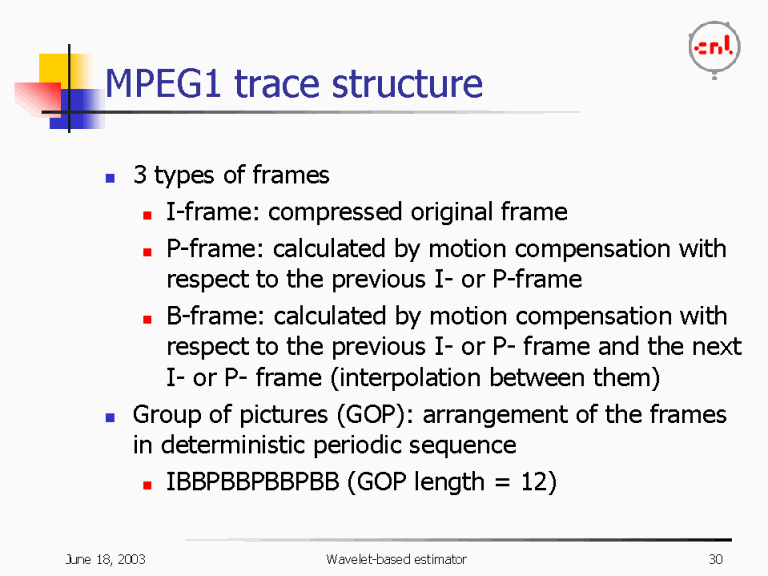 MPEG1 trace structure
