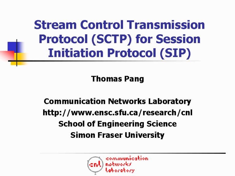 Stream Control Transmission Protocol (SCTP) for Session Initiation ...