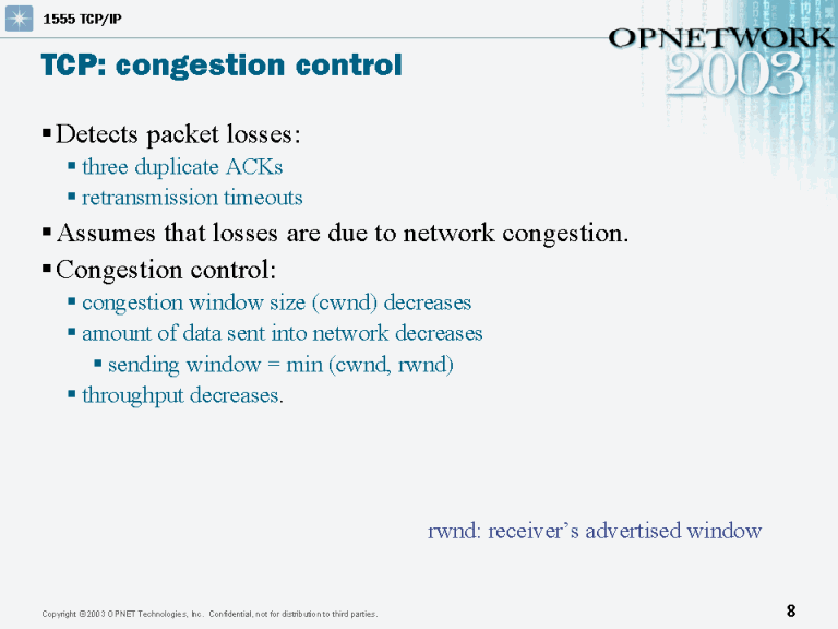 TCP: congestion control