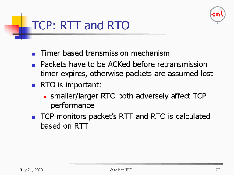 TCP: RTT and RTO